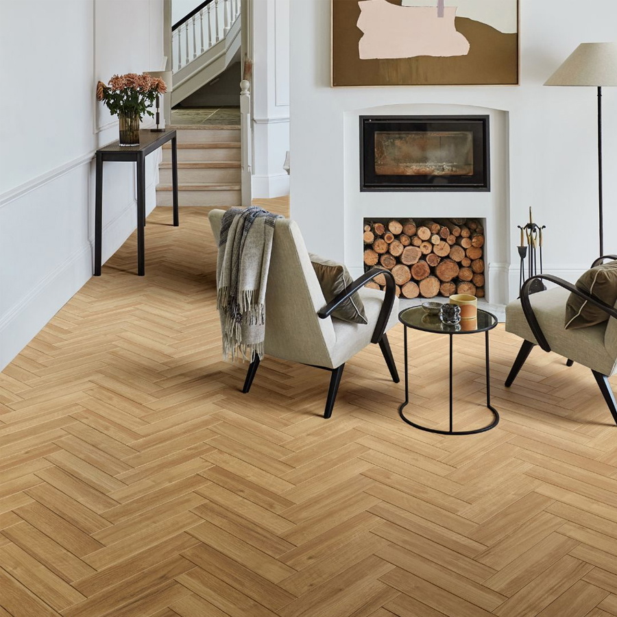 Chene Engineered 14/3 x 90mm Herringbone - Lacquered